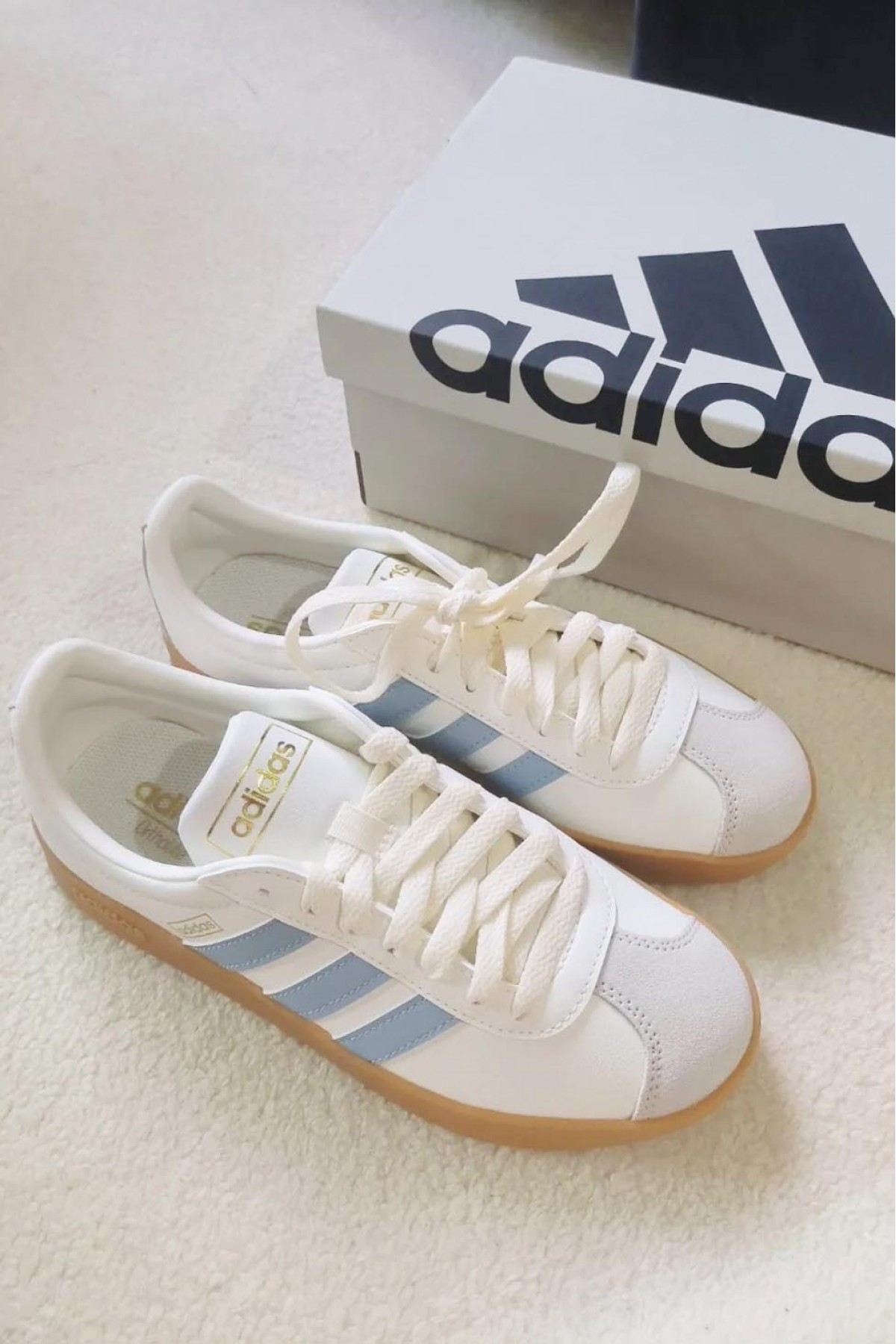 Adidas Court Classic 白淺藍 焦糖底