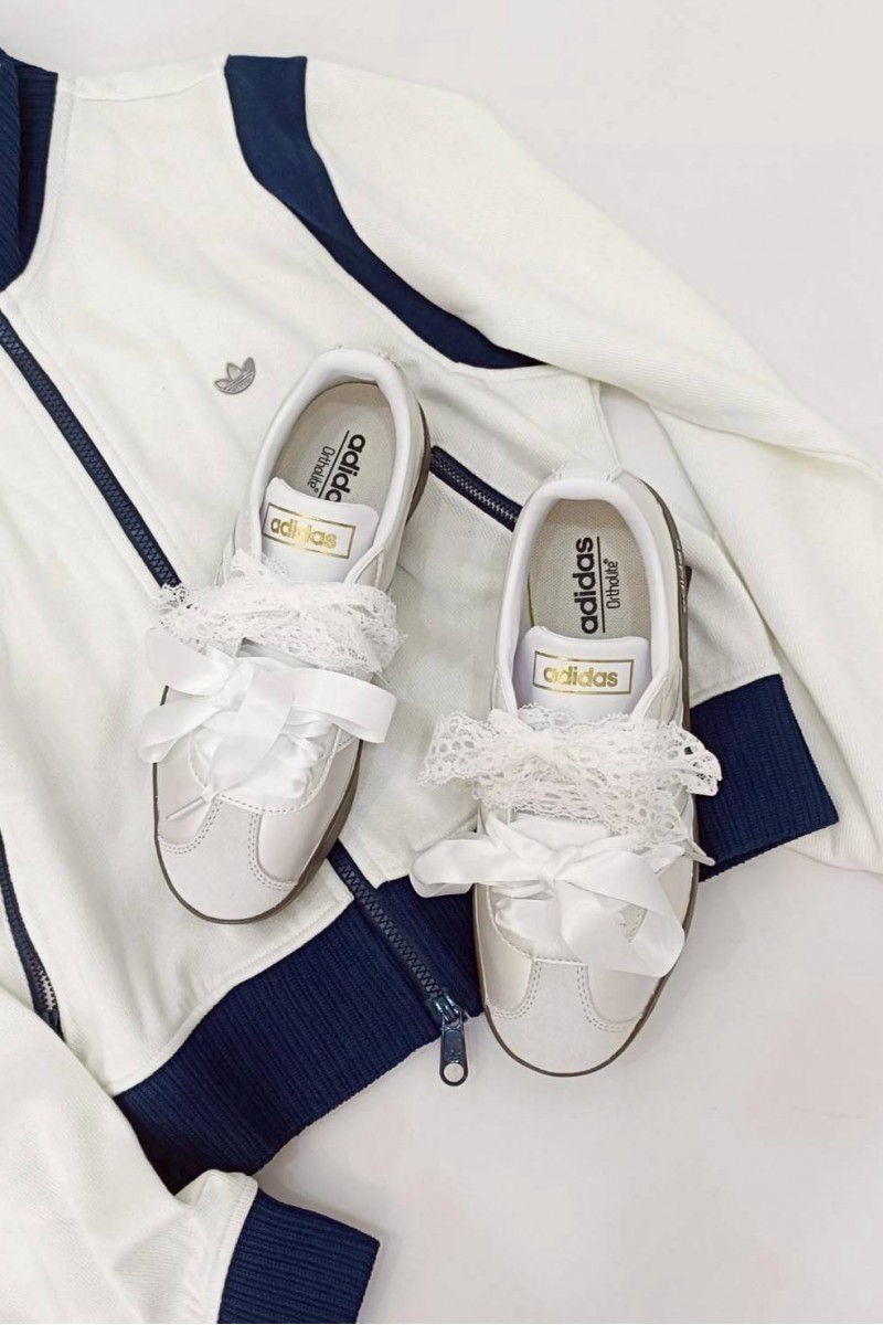 [訂製鞋] Adidas Neo VL Court 蝴蝶結 蕾絲白銀